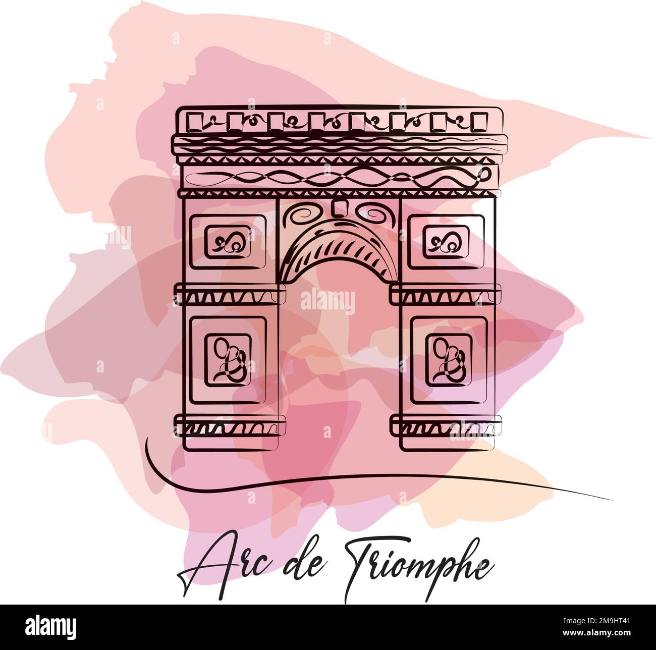 Isolated cute watercolor sketch of Arch of Triumph France Vector Stock ...