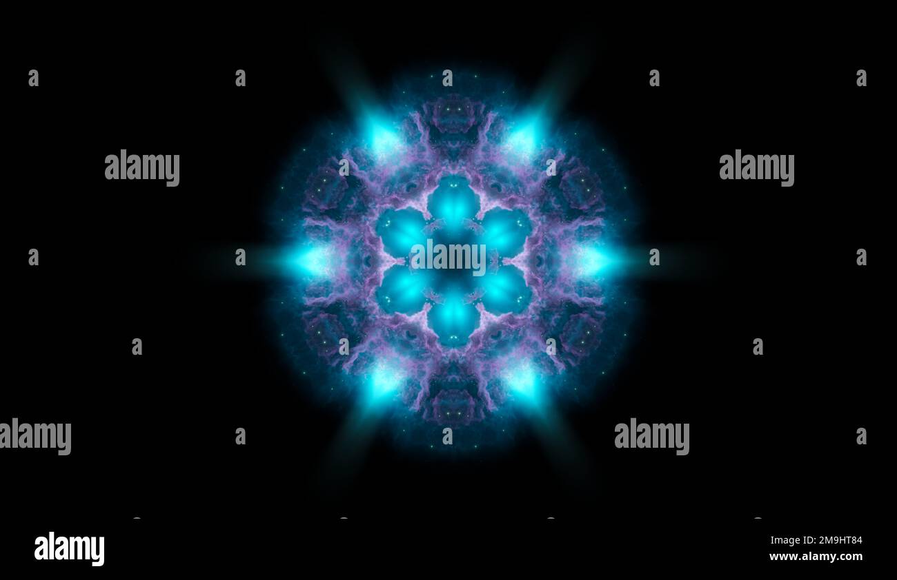 Artistic kaleidoscope design on black background. Abstract 3D Rendering ...