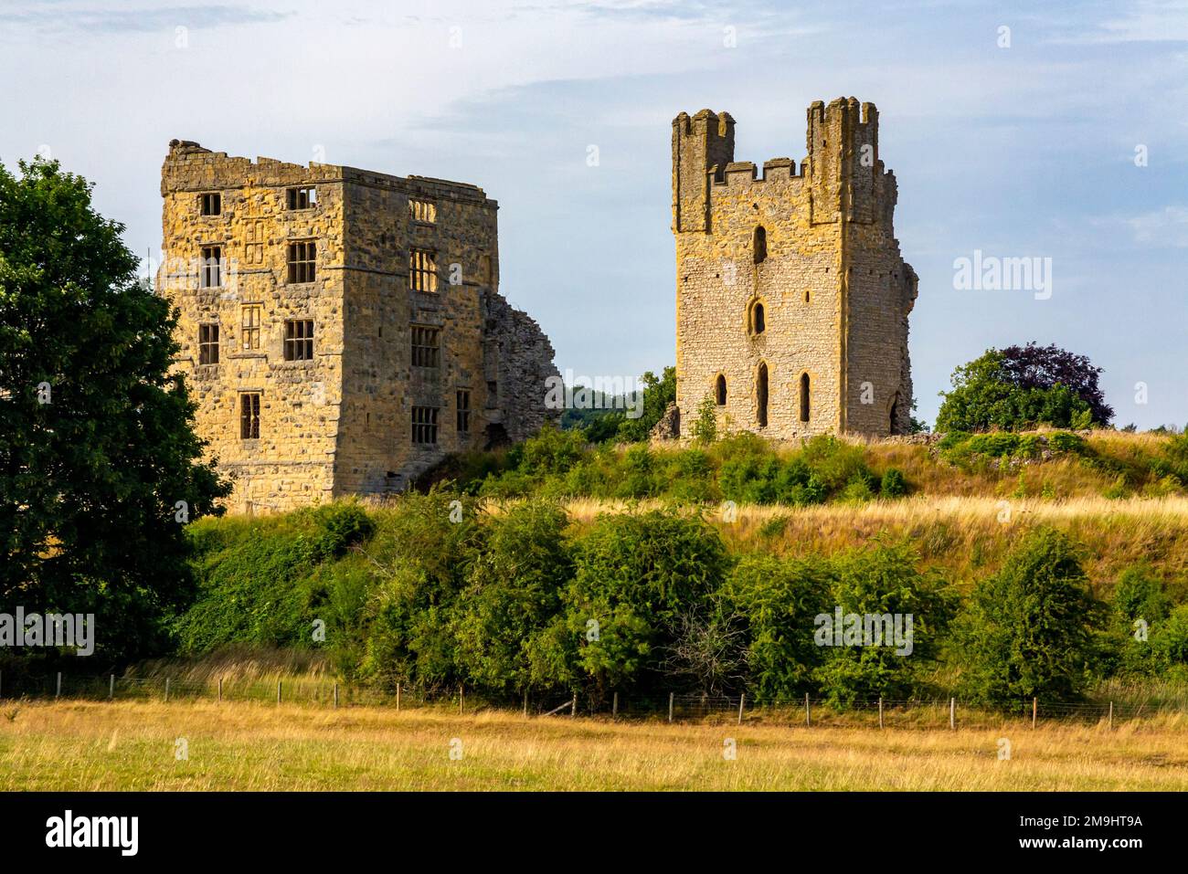 The ruins of Helmsley Castle a medieval fort in the North York Moors ...