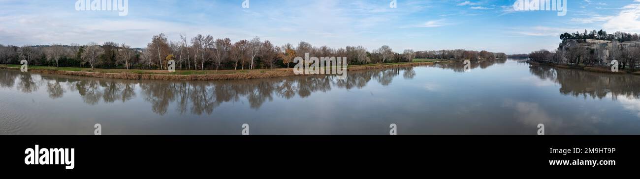 Avignon, Vaucluse, France, 12 29 2022 - 180 degress panoramic view over ...