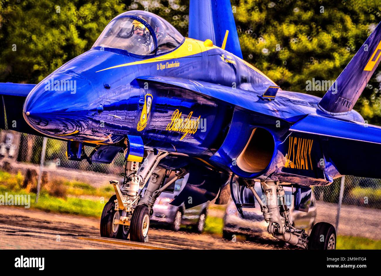 Pilot in Blue Angel plane cabin Stock Photo - Alamy