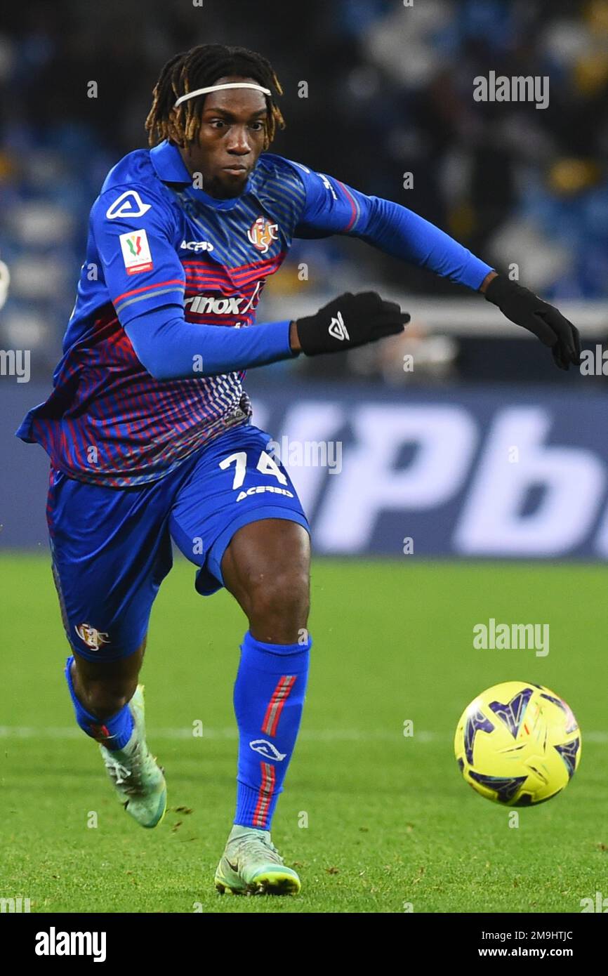 Frank Tsadjout of US Cremonese in action during the match Coppa Italia ...