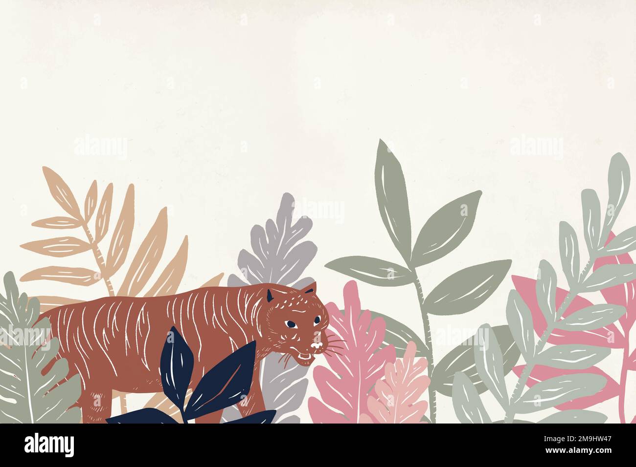 Animal pattern side border vector earth tone jungle background Stock ...