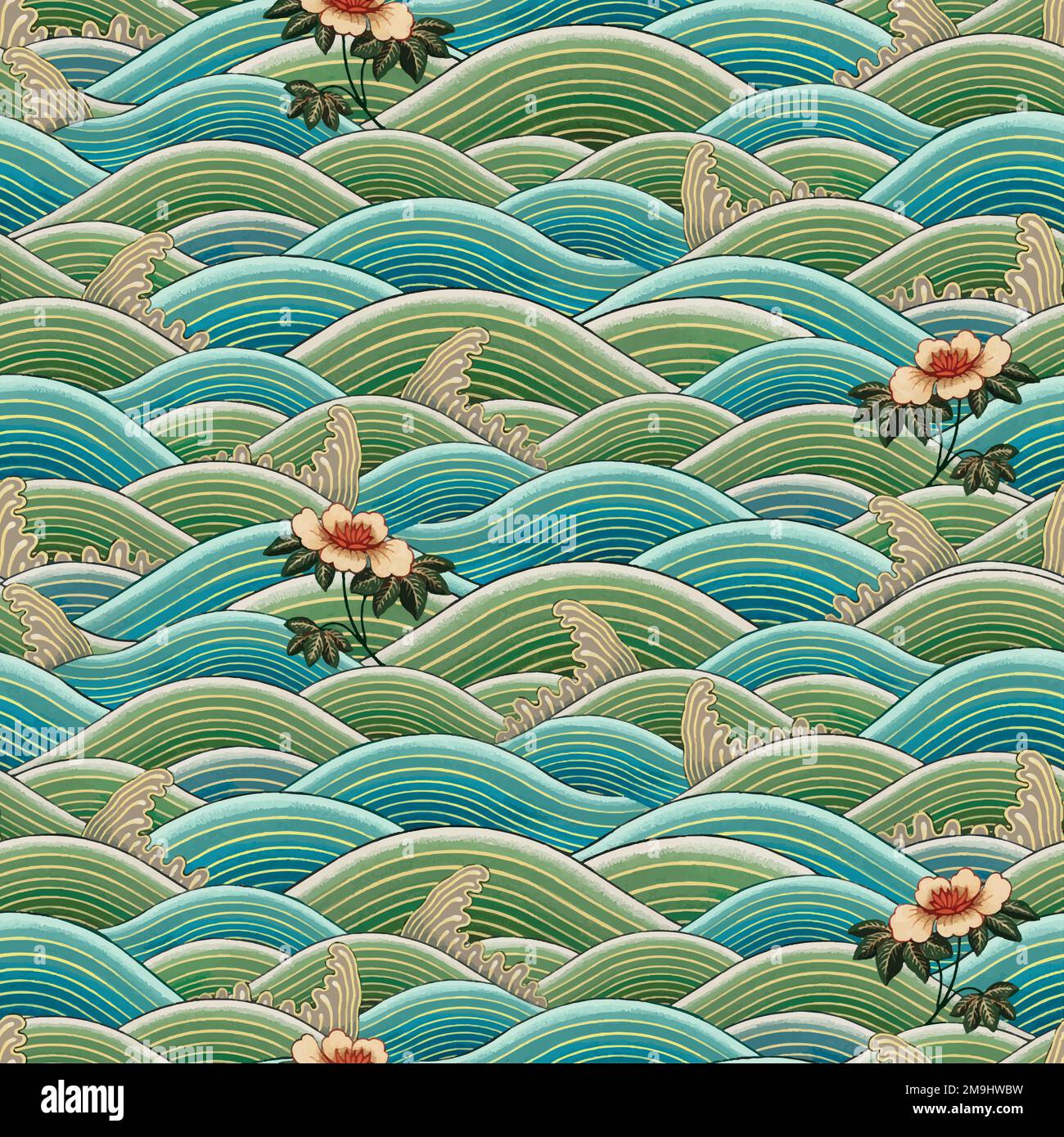 Oriental Chinese art vector wave pattern seamless background Stock ...