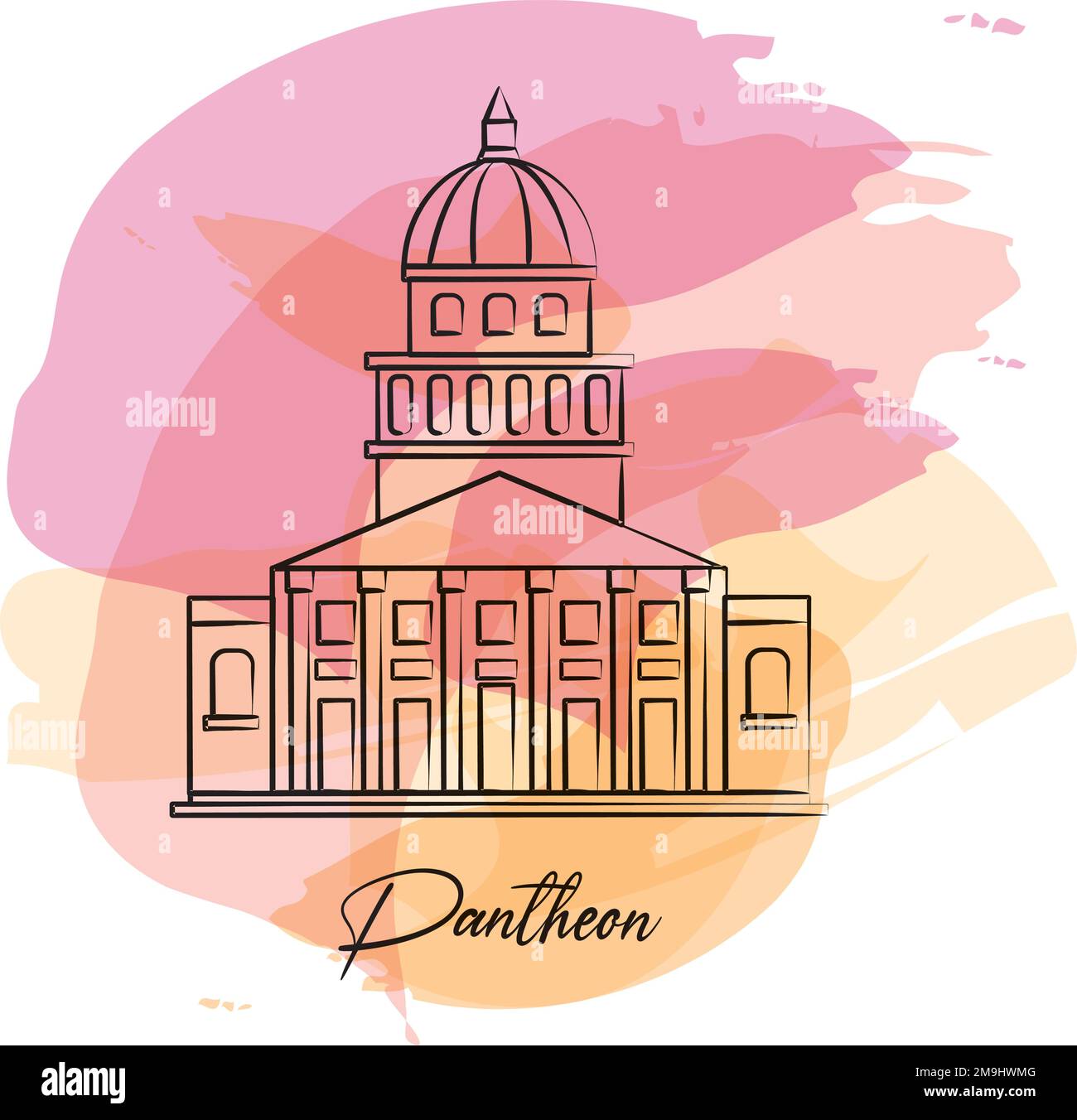 Isolated watercolor sketch of french pantheon France Vector Stock ...