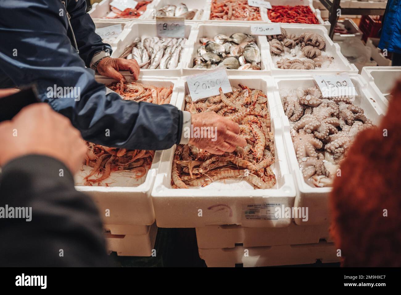 Mola di Bari, Italy - December 2022: local life scene by the fish ...