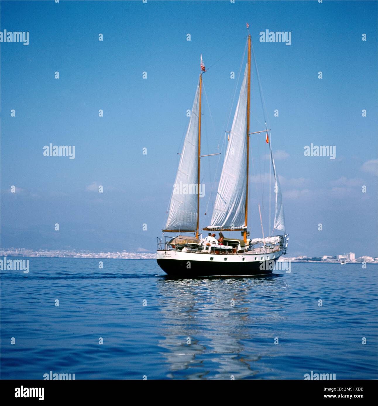 Sailing Boat At Sea Asperida Stock Photo - Alamy
