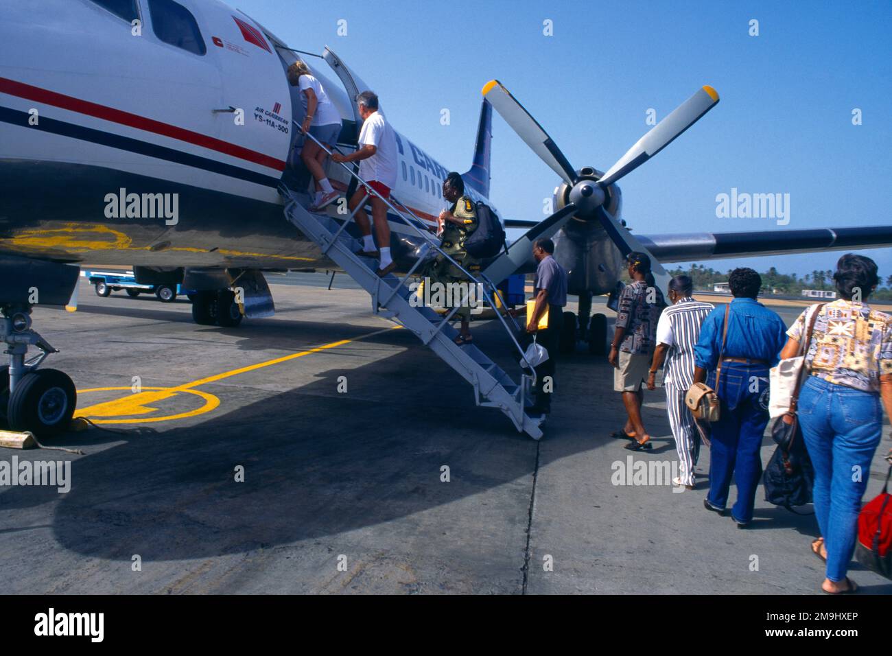 Tobago Airport Crown Point Passengers Boarding Aeroplane Stock Photo ...