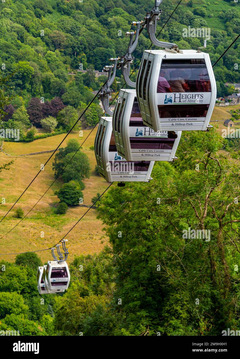 Cable cars ascending to the Heights of Abraham attraction at Matlock ...