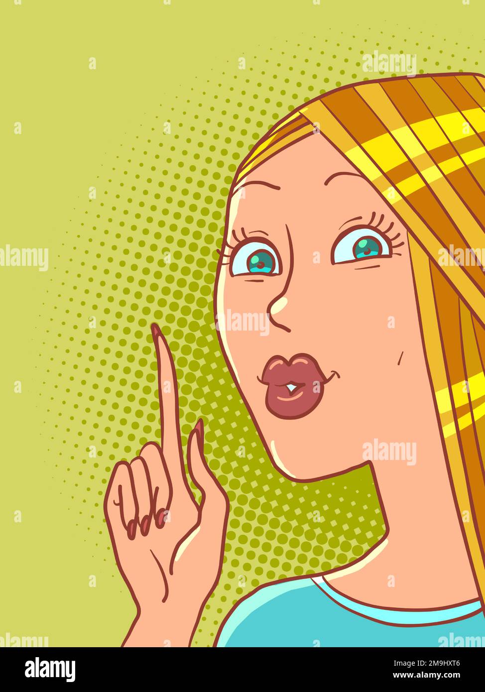 Woman attention gesture, smile. Warning, stop articulation Stock Vector ...