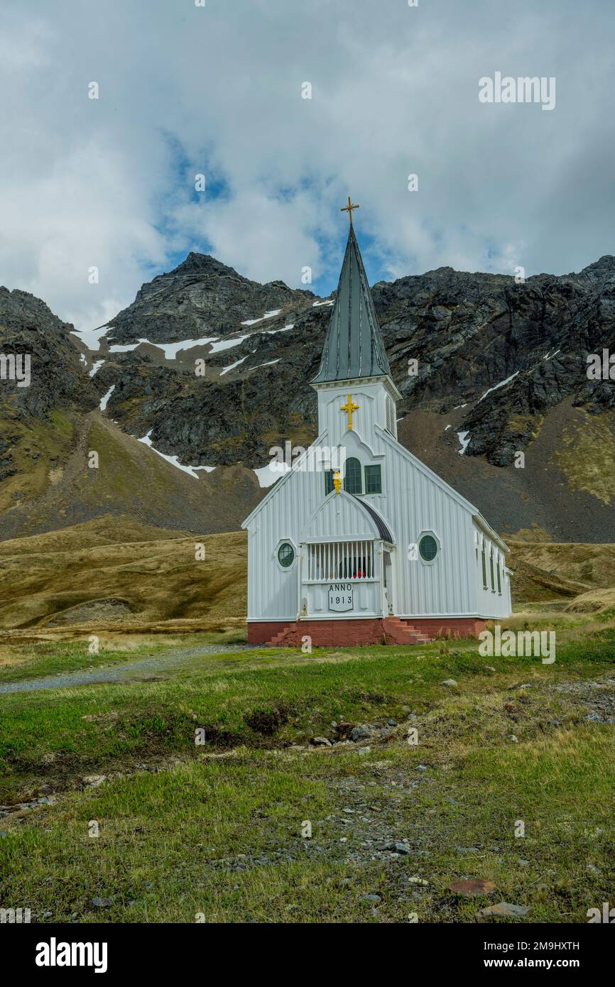 View of the renovated church from 1913 at the Norwegian whaling station ...