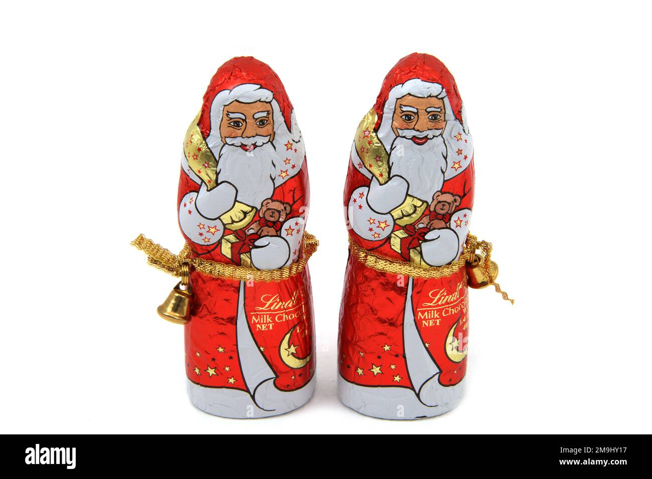 A Pair of Lindt Milk Chocolate Santa Claus Stock Photo - Alamy