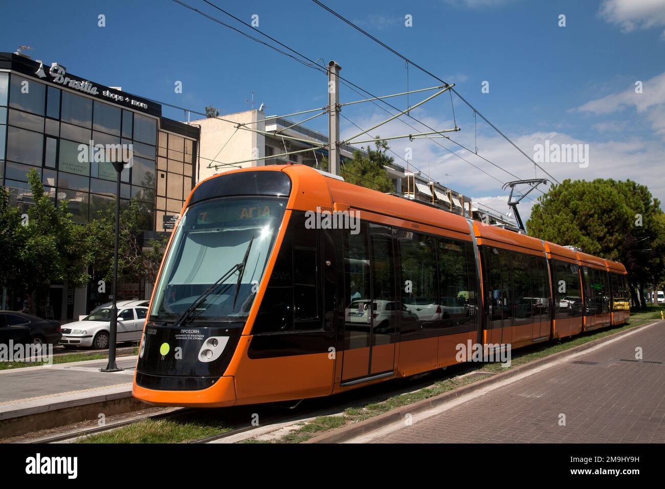tram at platia esperidon station glyfada athens greece Stock Photo - Alamy