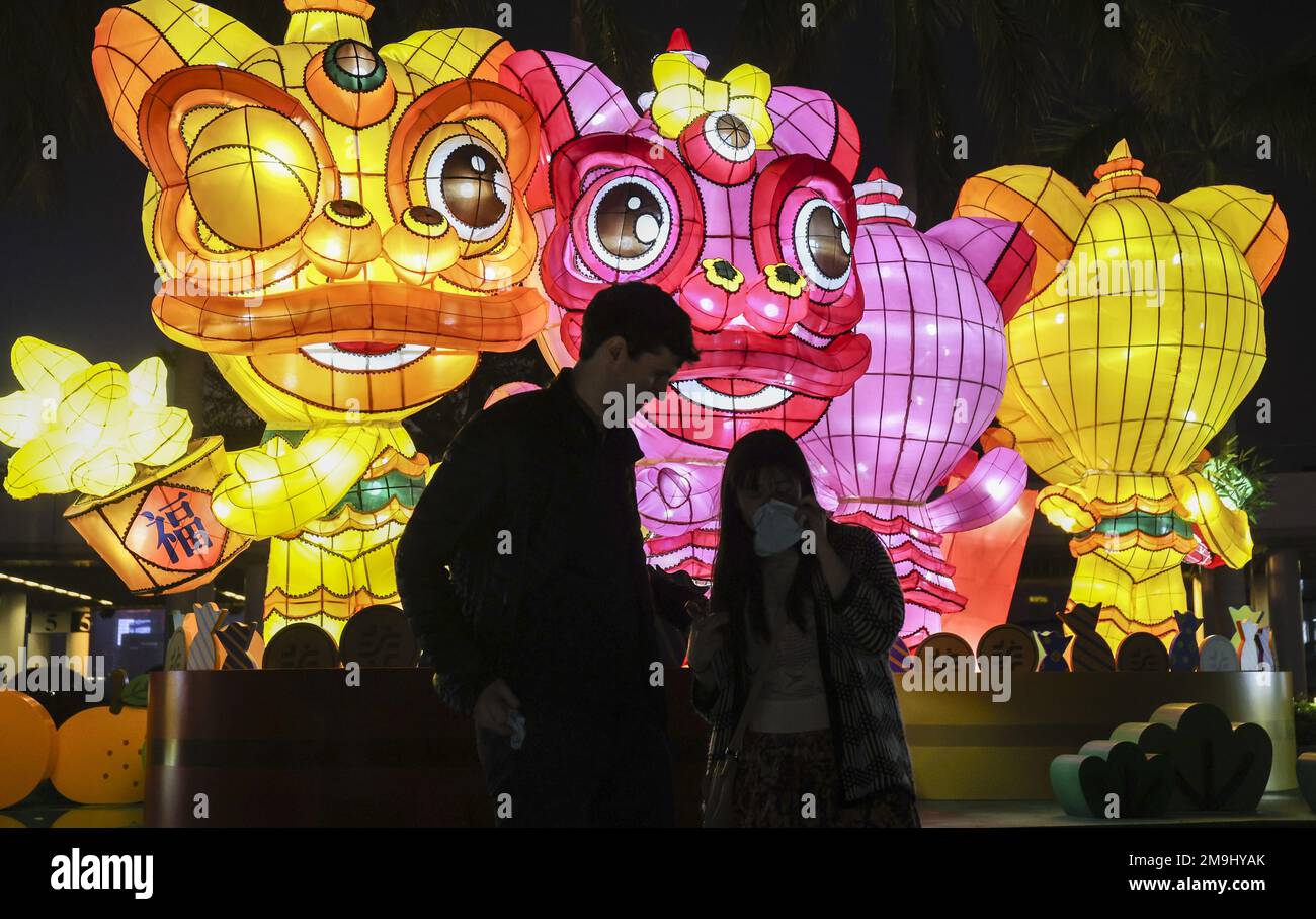 The Luck-Bringing Rabbit Lanterns to Celebrate the New Year displayed ...