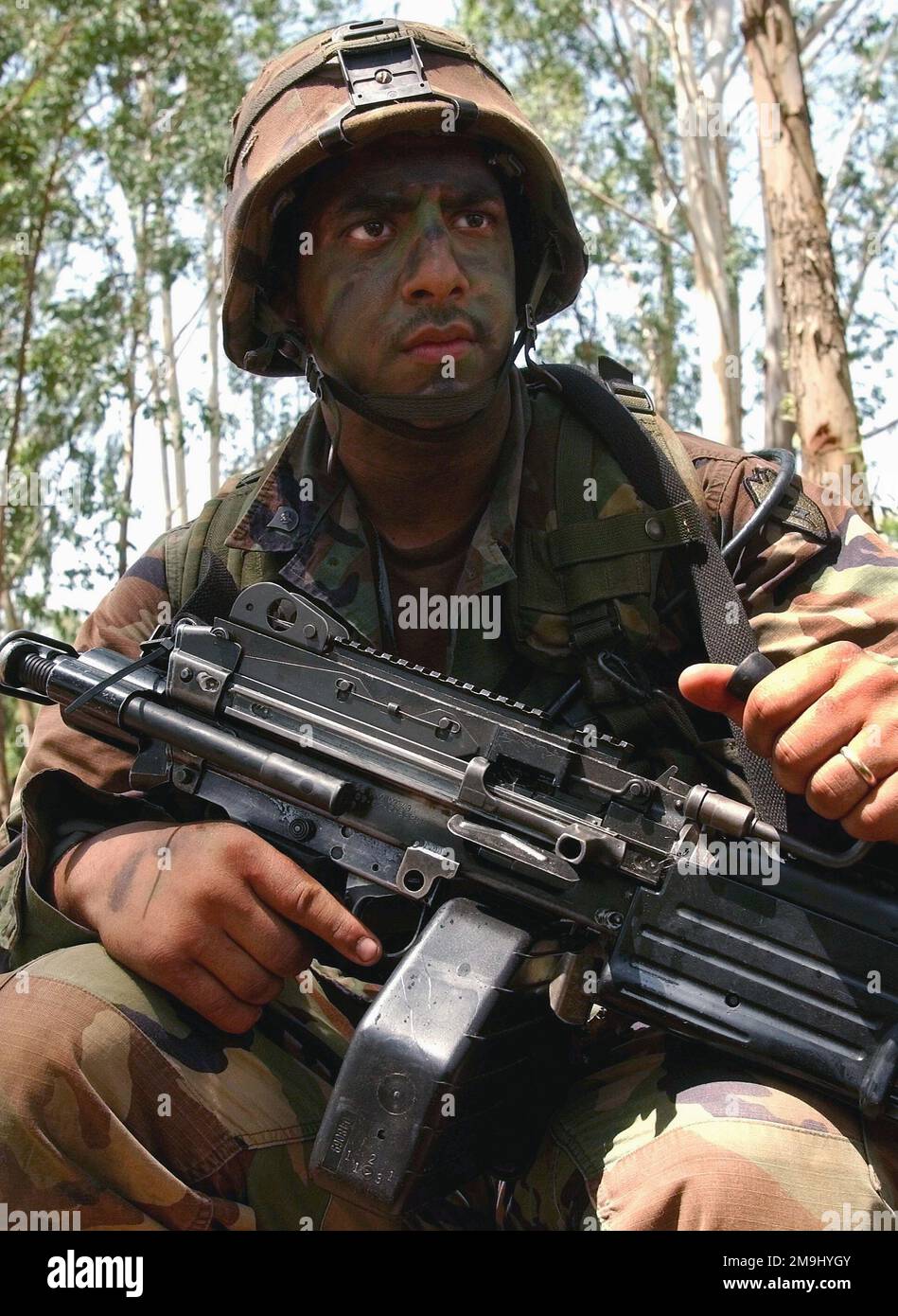 US Army (USA) Specialists Fourth Class (SPC4) Steve Colon, Infantryman ...