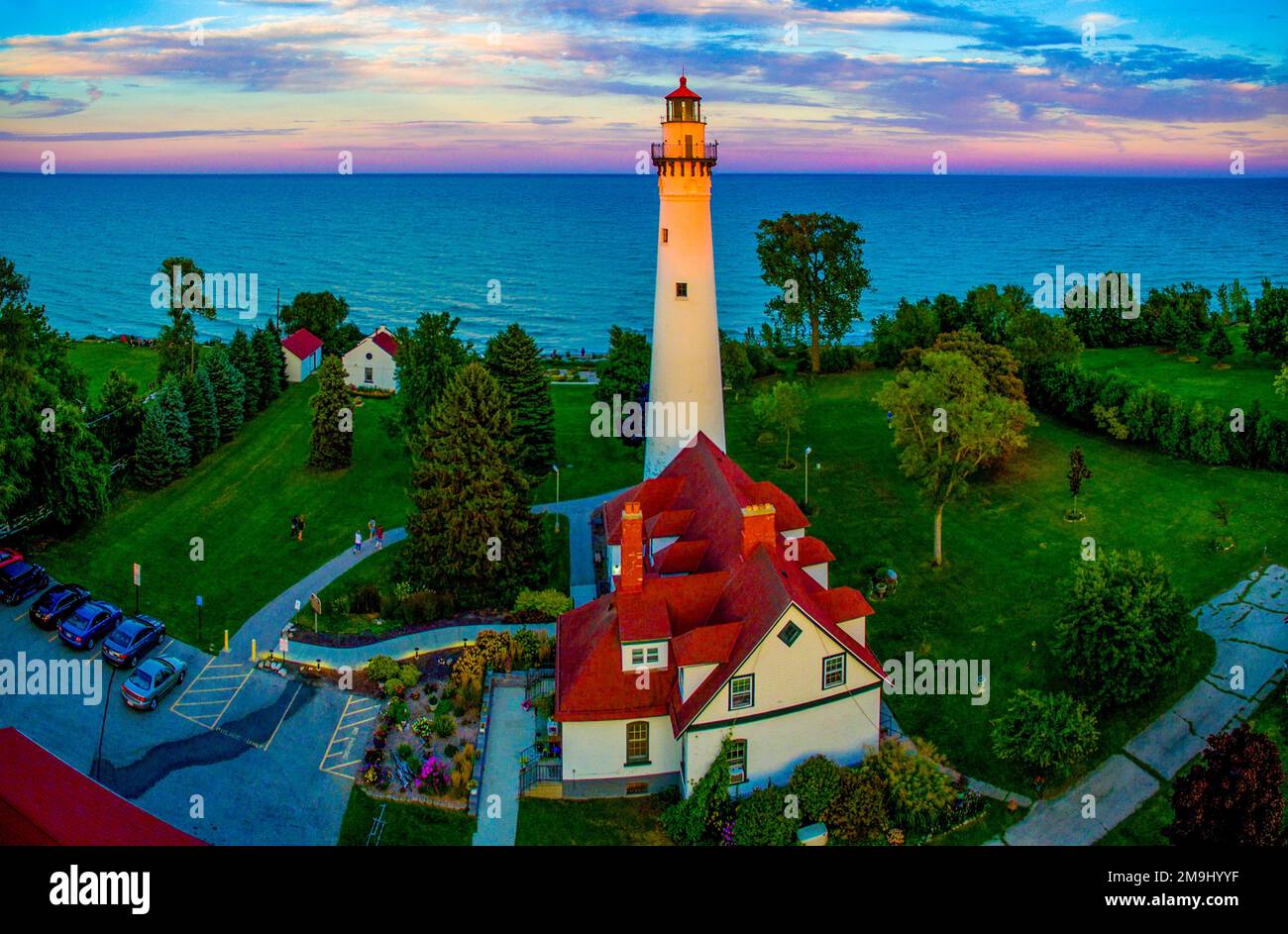 Aerial view of Wind Point Lighthouse, Racine, Wisconsin, USA Stock ... Aerial view of Wind Point Lighthouse, Racine, Wisconsin, USA Stock ...