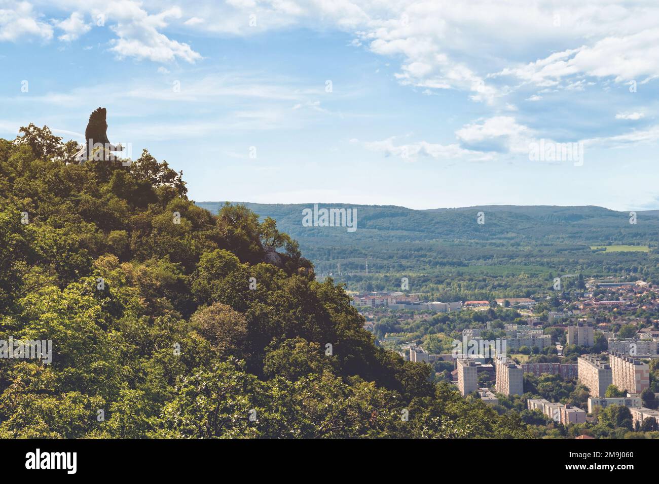 The view of the Turul monument at the top of Kő mountain, the lower ...