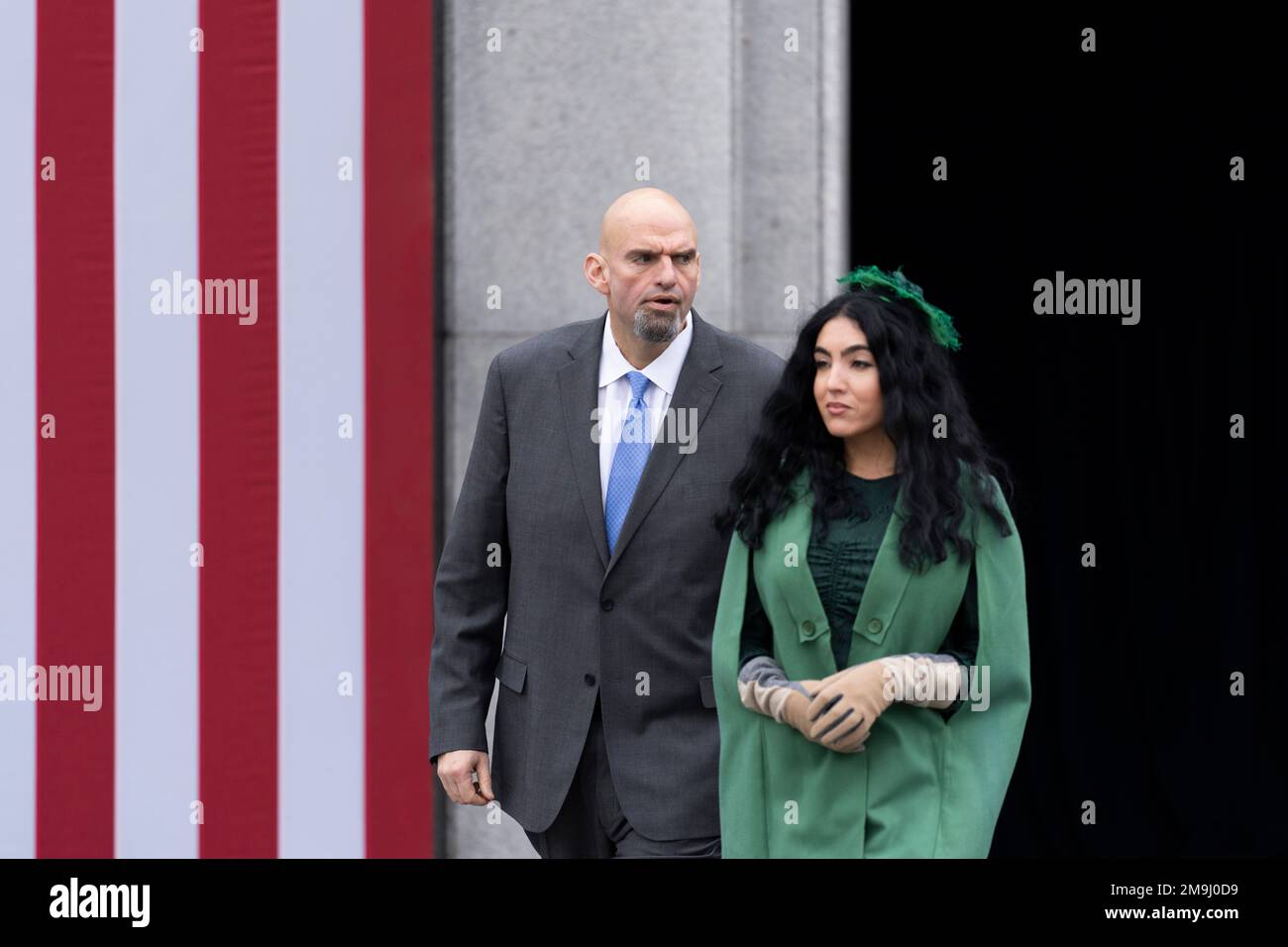 Sen. John Fetterman, D-Pa., left, with his wife Gisele Barreto ...