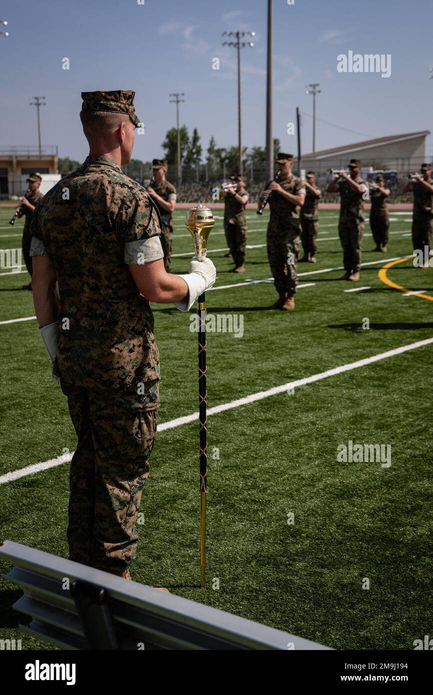 Gunnery Sgt. Bryan Williams, the drum major with the 2d Marine Division ...