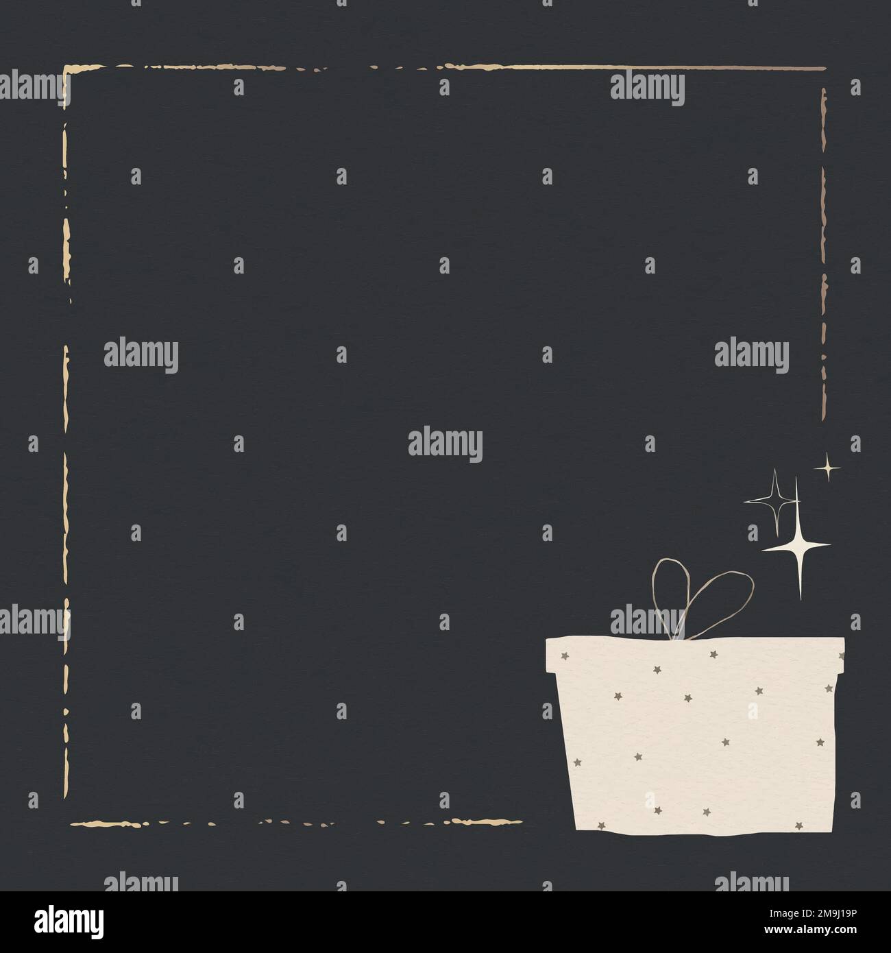 Festive gift gold frame vector plain dark background for social media ...
