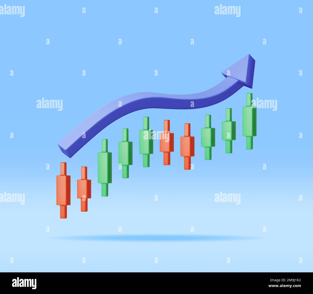 3D Growth Stock Diagram with Arrow Stock Vector Image & Art - Alamy