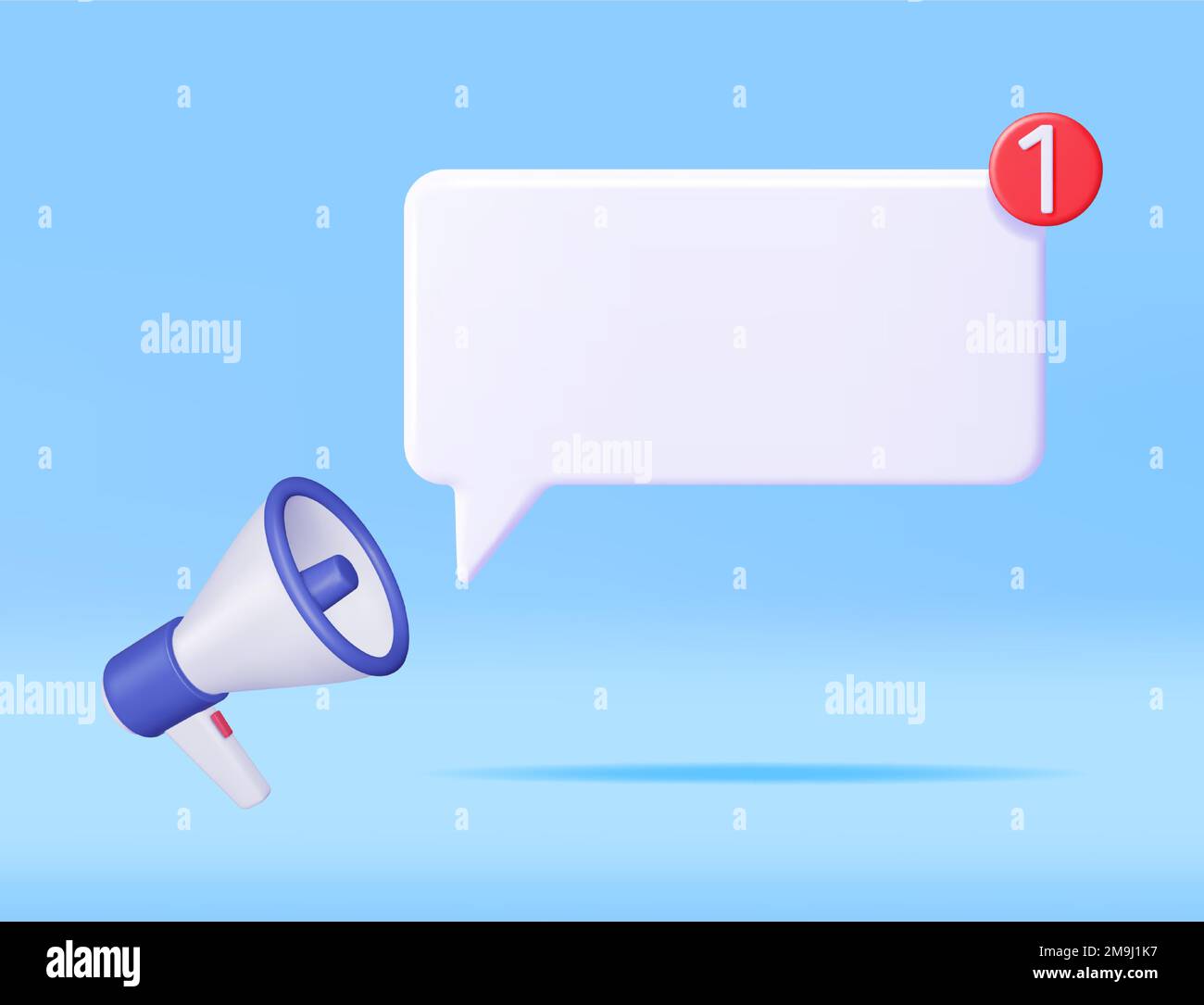 3D Megaphone with Blank Bubble Chat Isolated. Render Plastic Megaphone ...