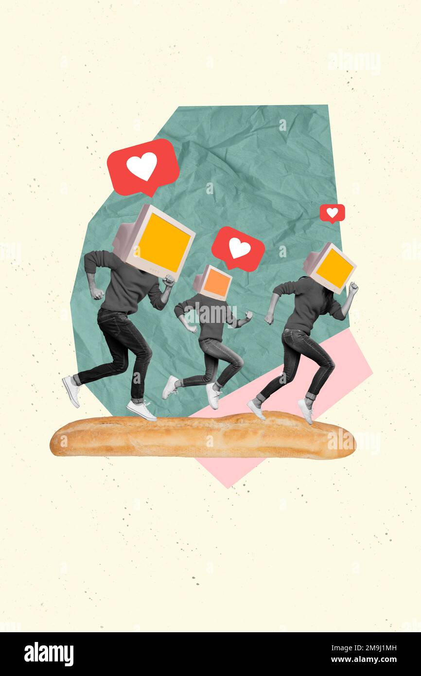 Creative photo 3d collage artwork poster postcard of crazy people ...