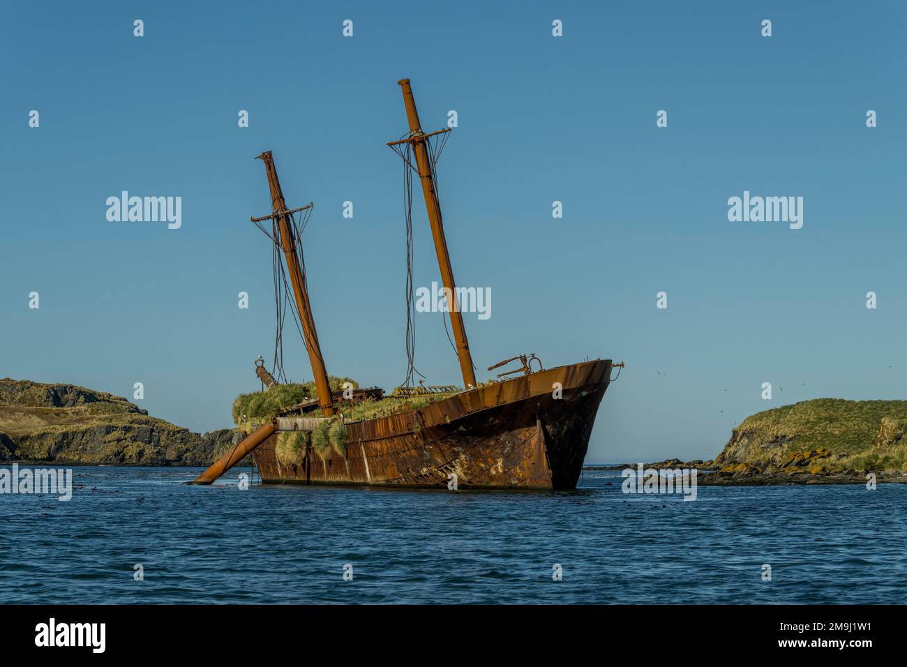 View of the rusting hulk of the Bayard, a three masted iron hulled ...