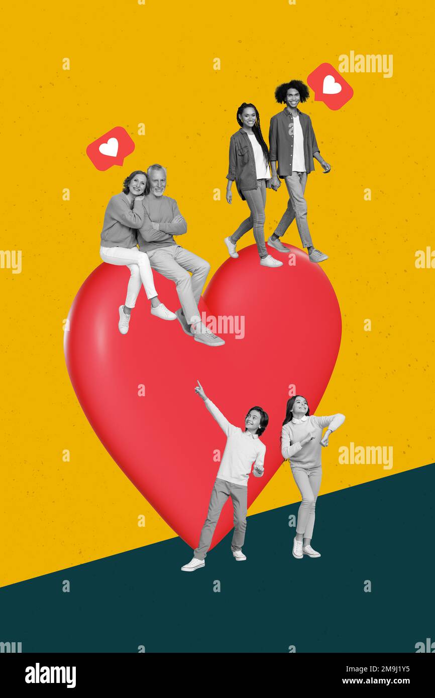 Creative photo 3d collage artwork poster postcard of many people big ...