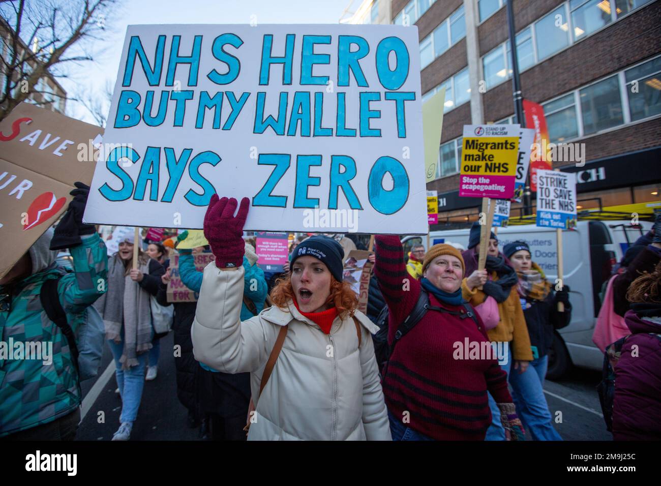 London, England, UK. 18th Jan, 2023. Nurses march Downing Street as ...