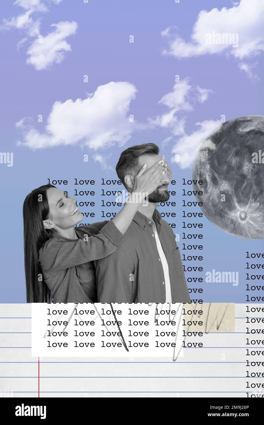Creative Photo 3d Collage Artwork Poster Postcard Of Happy Wife Cover