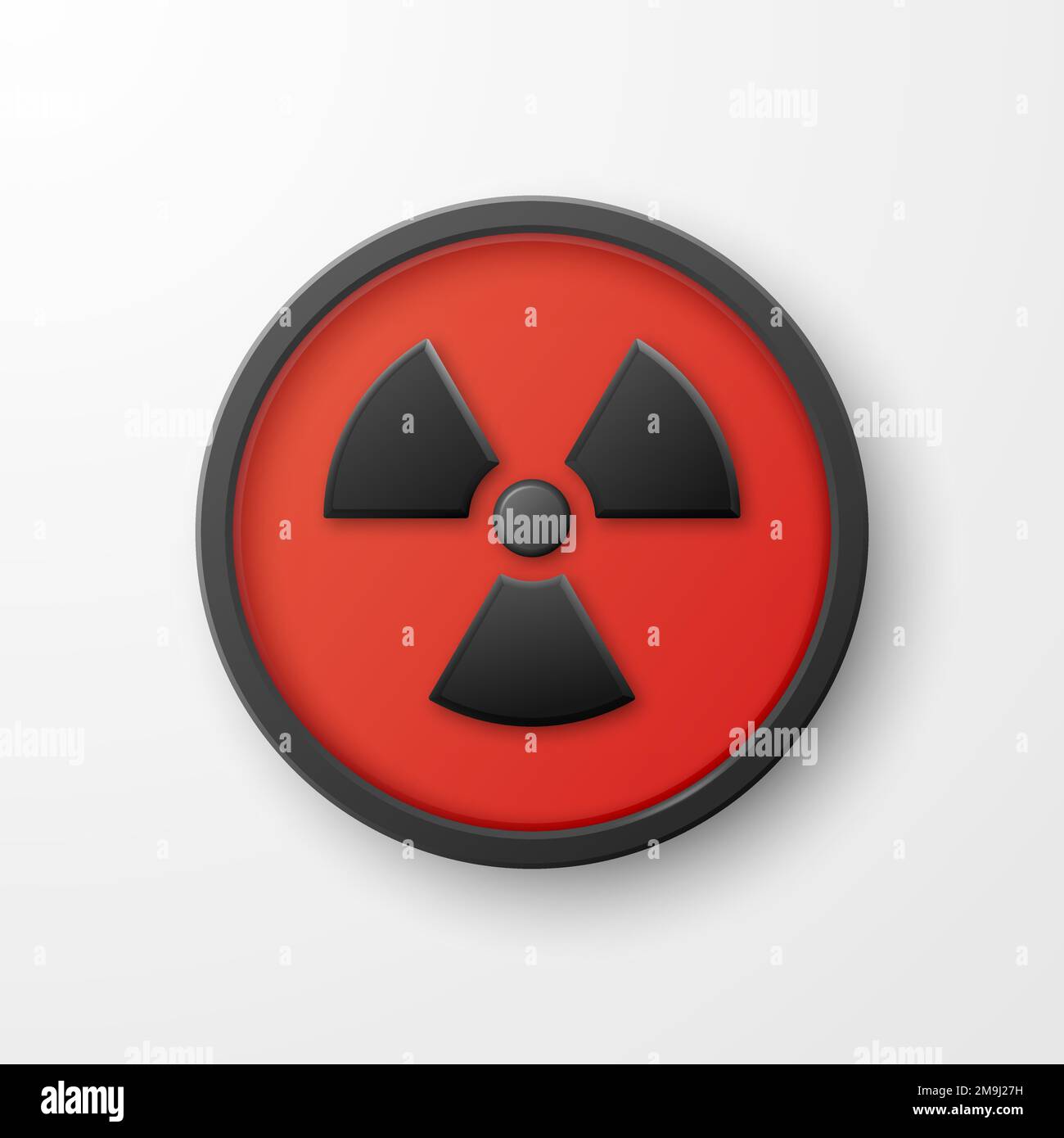 Vector 3d Realistic Round Red and Black Warning, Danger Nuclear Symbol ...