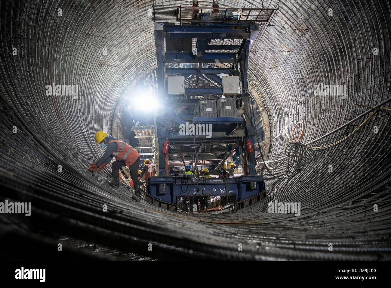 Kathmandu. 18th Jan, 2023. People work at the construction site of the ...