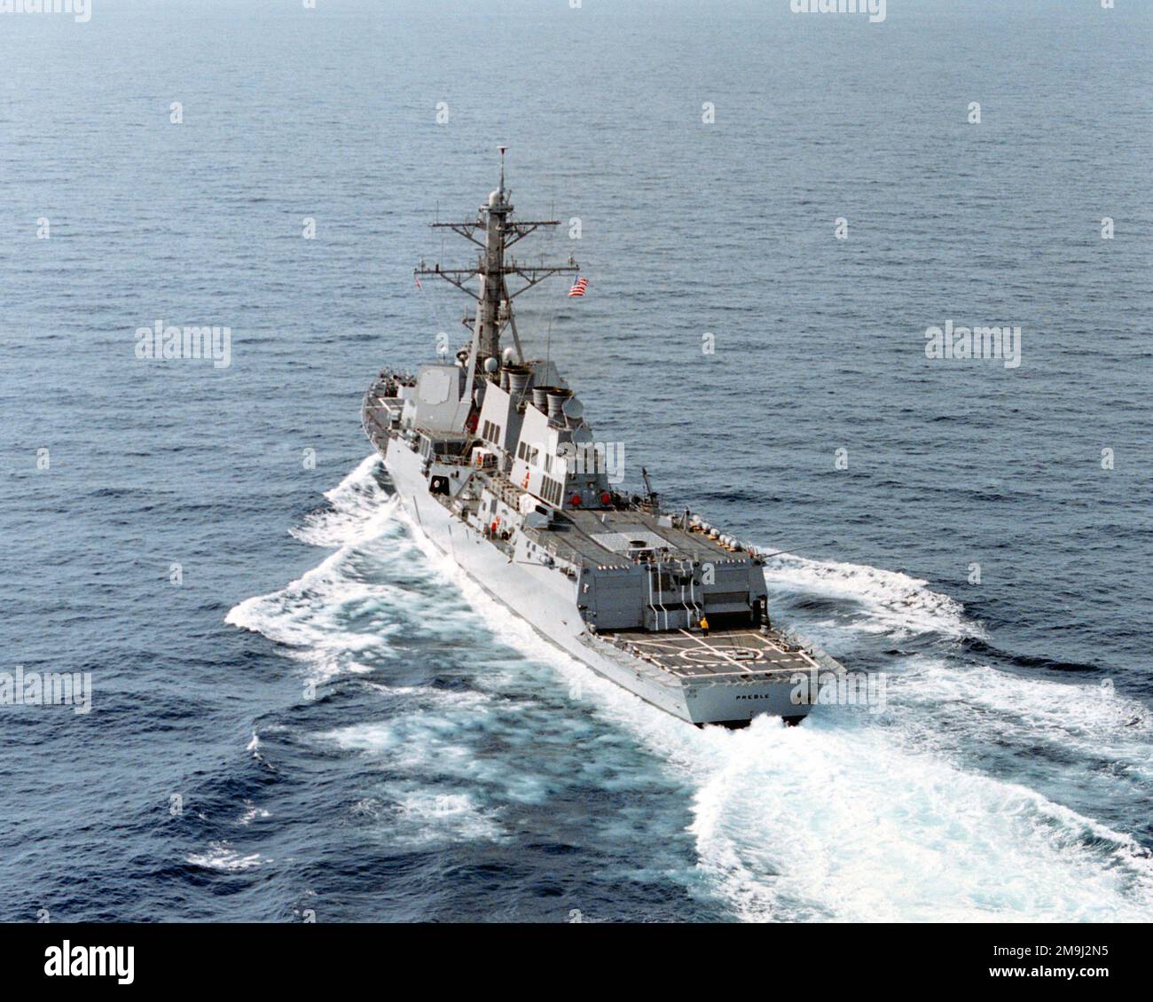 Port quarter stern view of the US Navy (USN) ARLEIGH BURKE CLASS ...