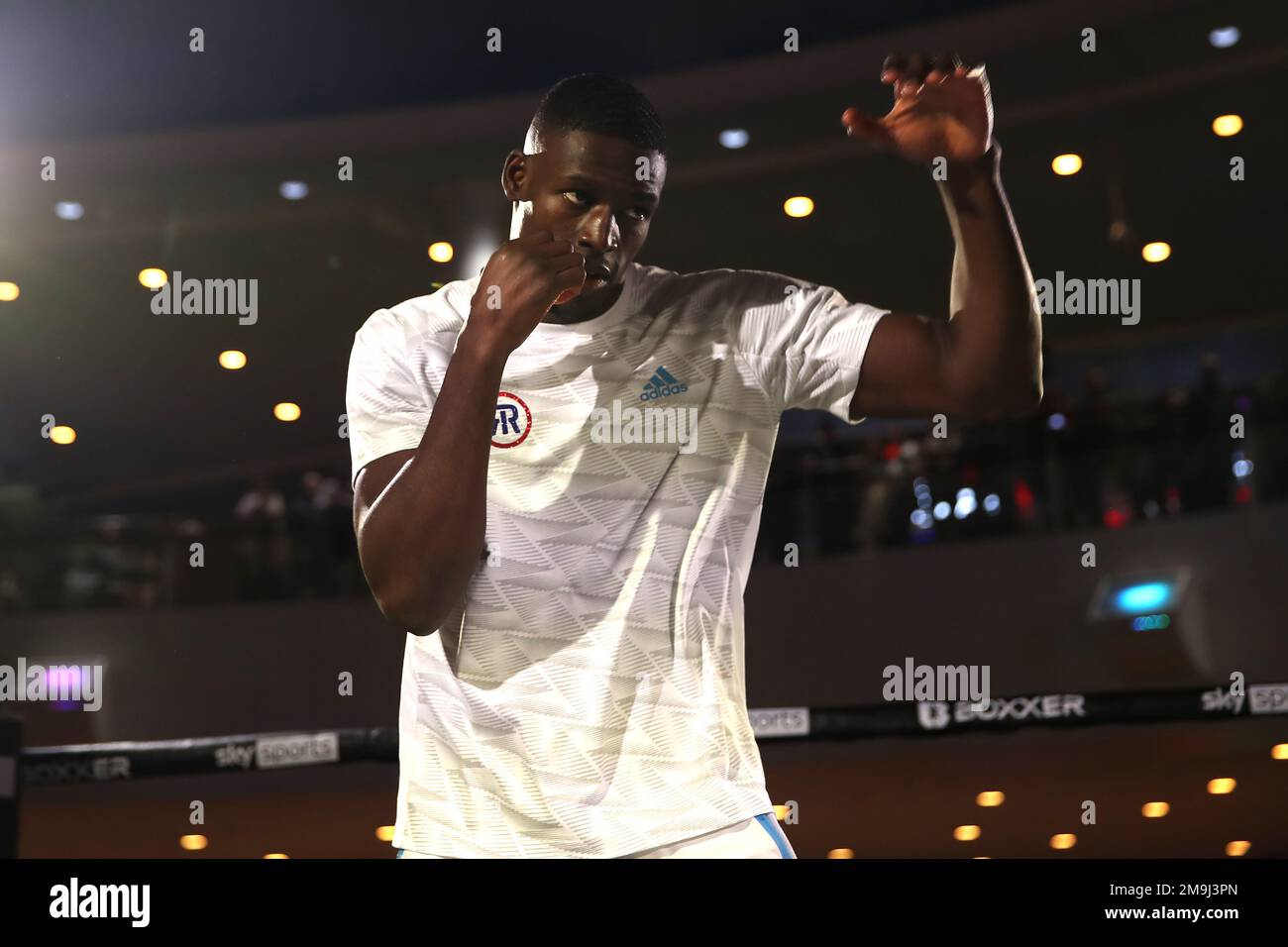 Boxer Richard Riakporhe during a public workout at The Trafford Centre ...