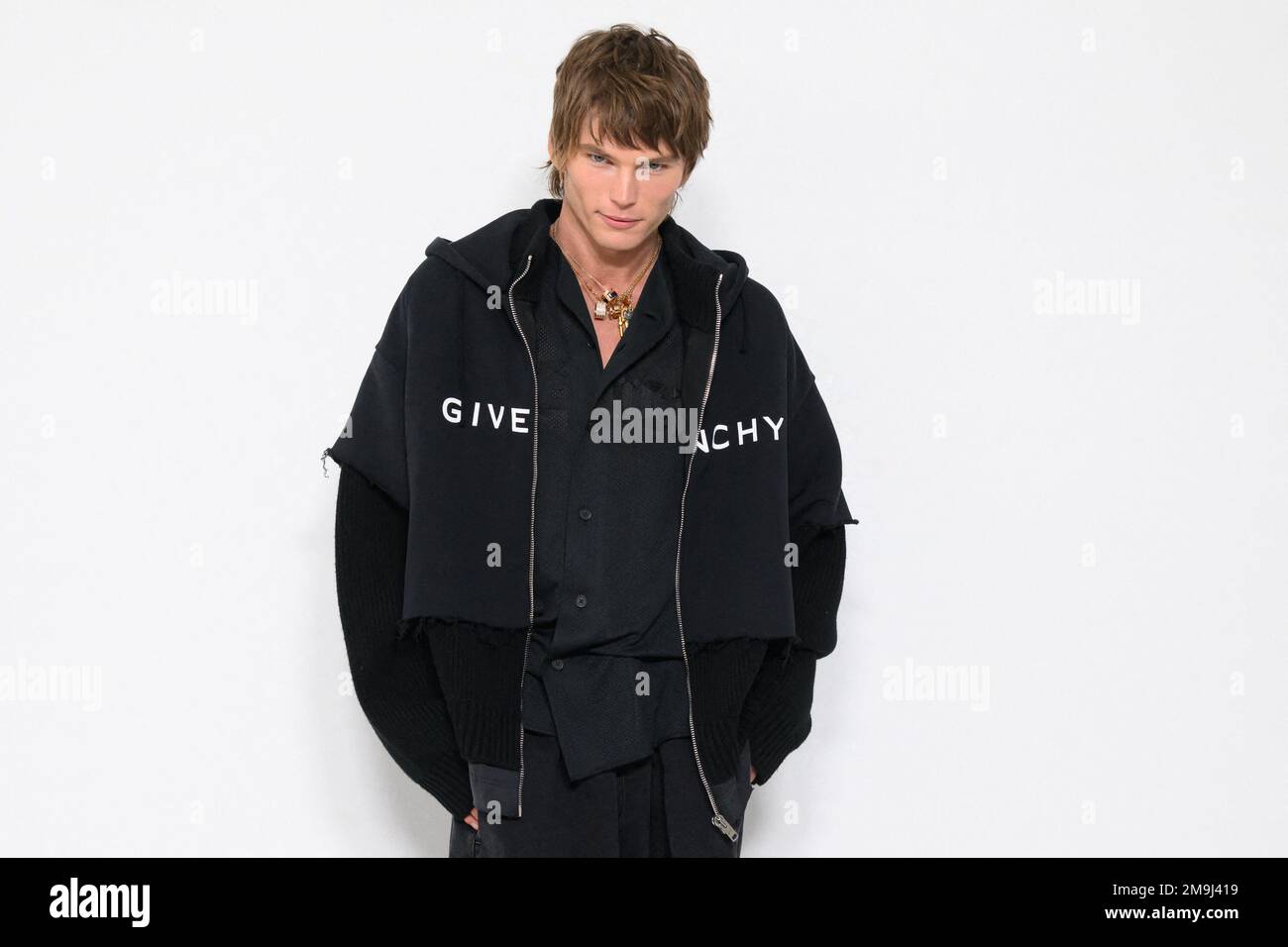 Jordan Barrett attends the Givenchy Menswear Fall-Winter 2023-2024 show ...