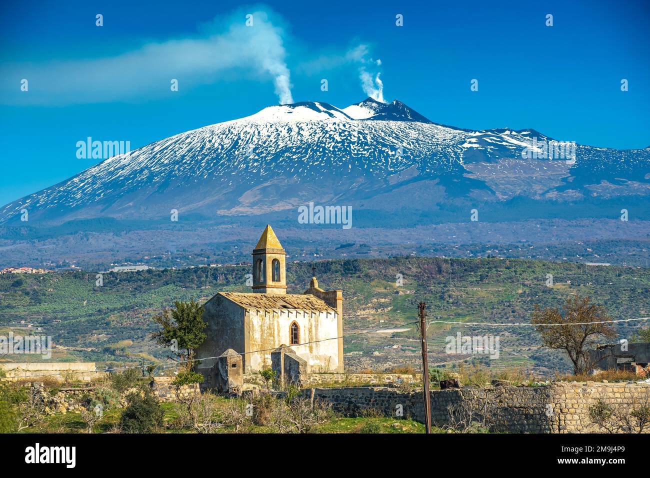 A small and ancient church on the outskirts of Centuripe (Sicily Stock ...