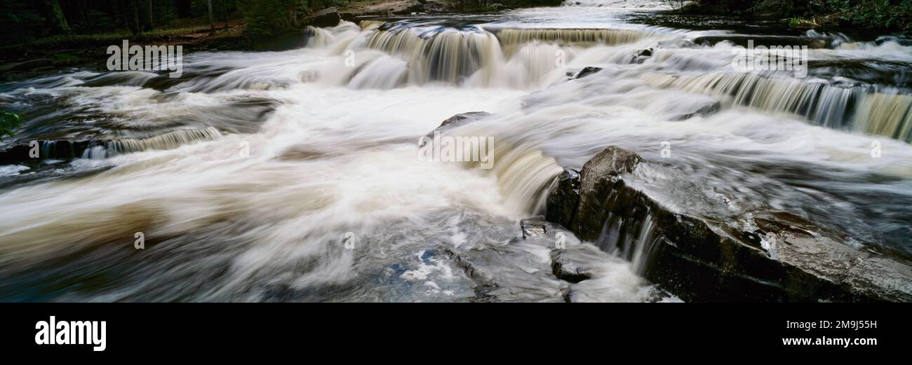 Landscape with Upper Bond Falls, Paulding, Michigan, USA Stock Photo ...
