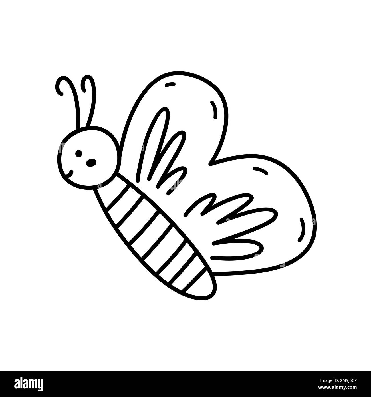 Cute and funny flying butterfly isolated on white background. Vector ...