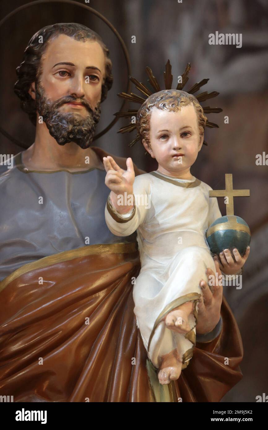 Jésus-Christ, enfant et Joseph. Eglise Santa Maria in Traspontina. Rome ...