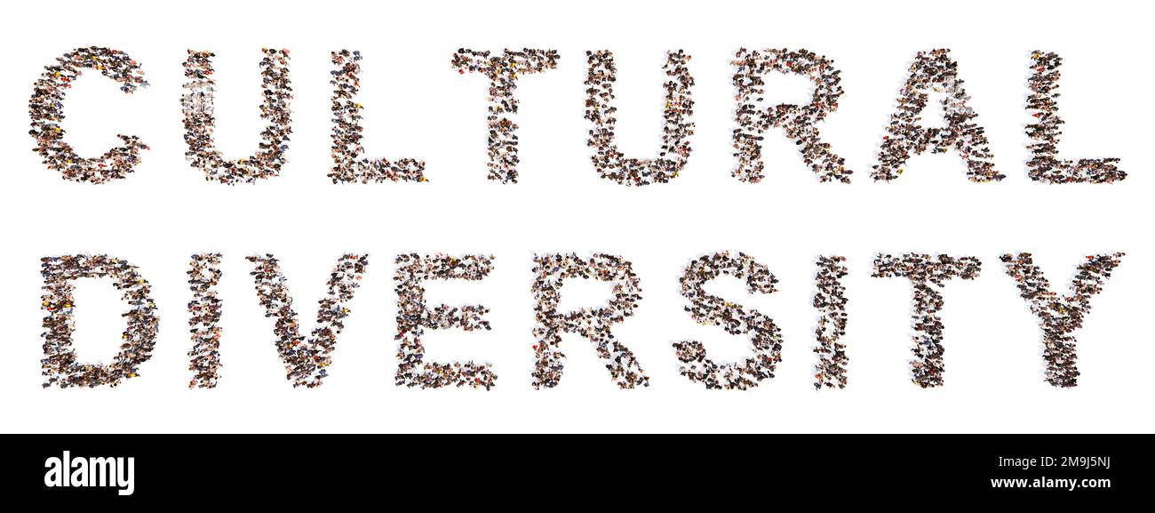 Concept conceptual large community of people forming CULTURAL DIVERSITY ...