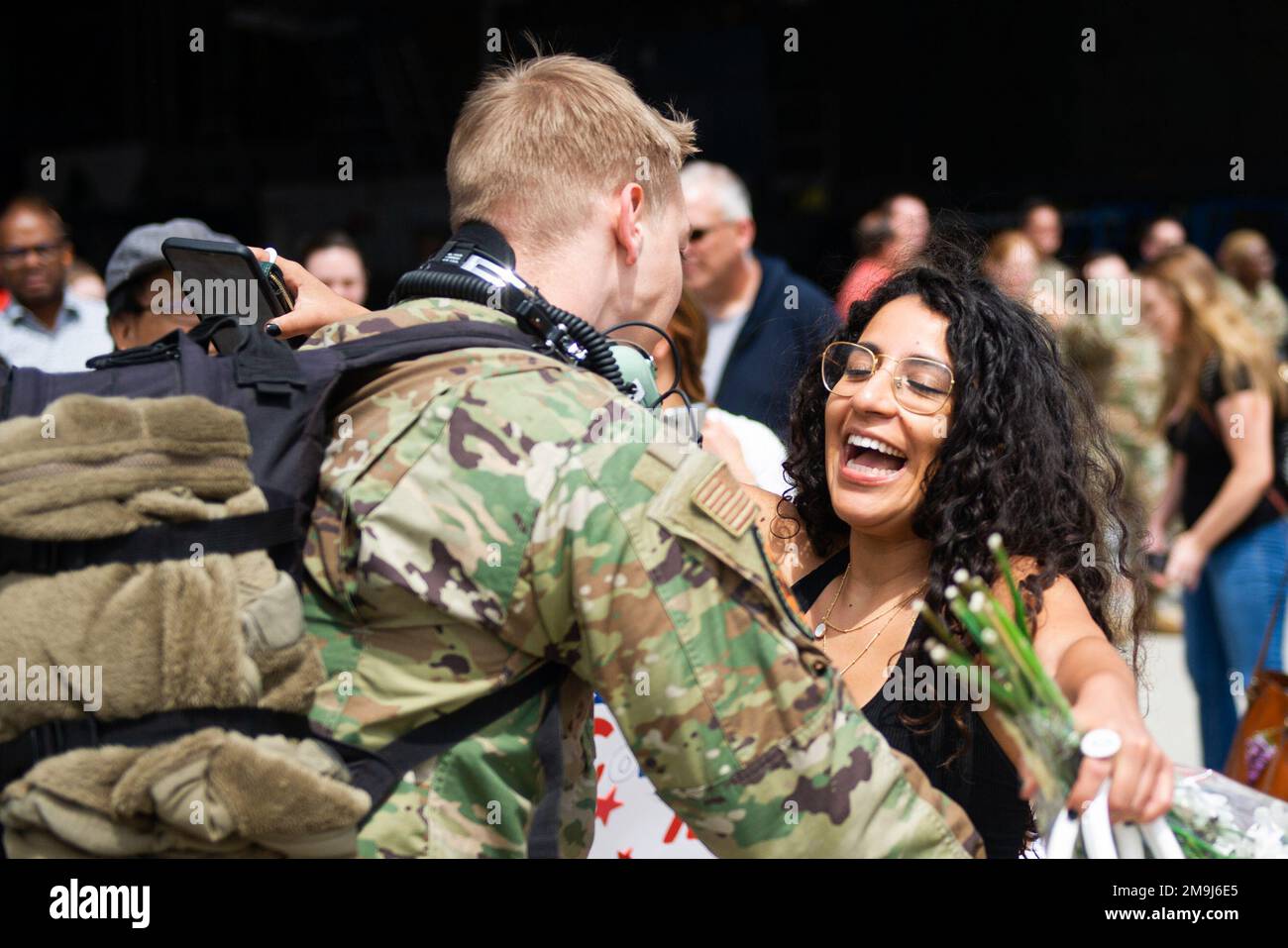 Sofia Garduño runs to meet her boyfriend Senior Airmen Josiah Goodman ...