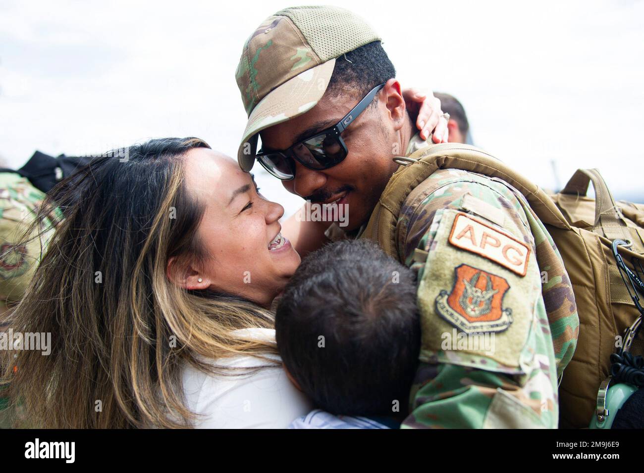 Staff Sgt. Darrell Anderson, 934th Aircraft Maintenance Squadron, hugs ...