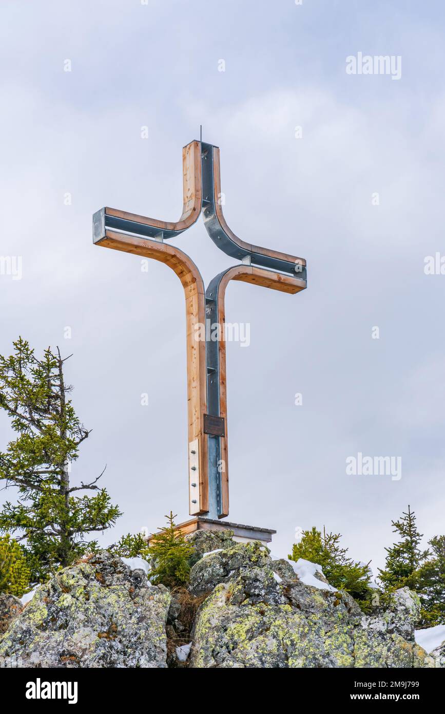 Alpine mountain with a cross on the top hi-res stock photography and ...