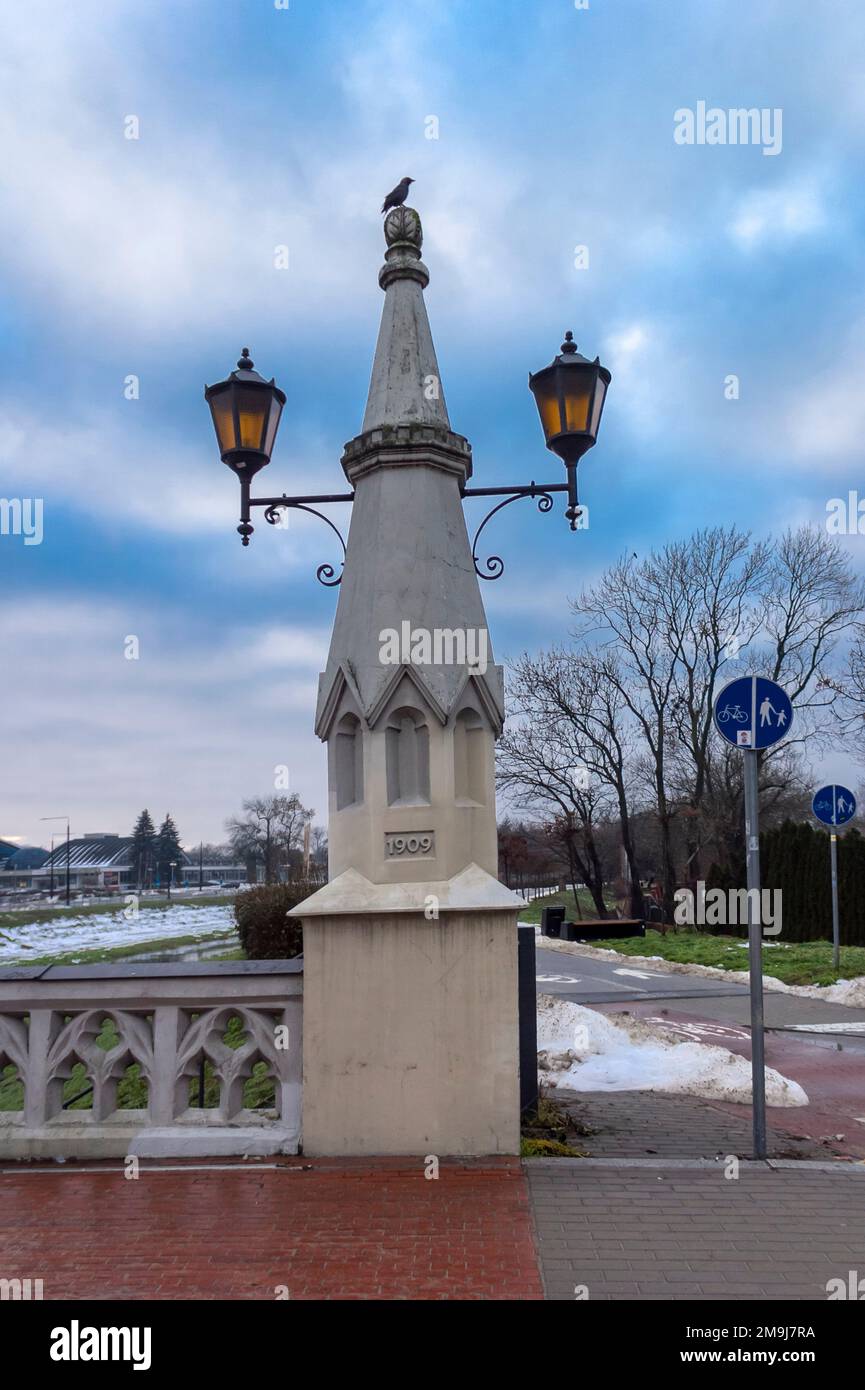 Old cultural bridge in Lublin, old lantern, December 25, 2022 Stock ...