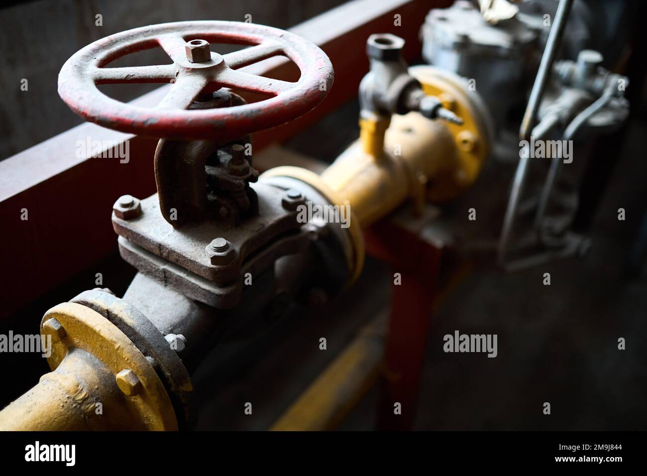 Industrial valve and air valve ventil with flanges closeup selective ...