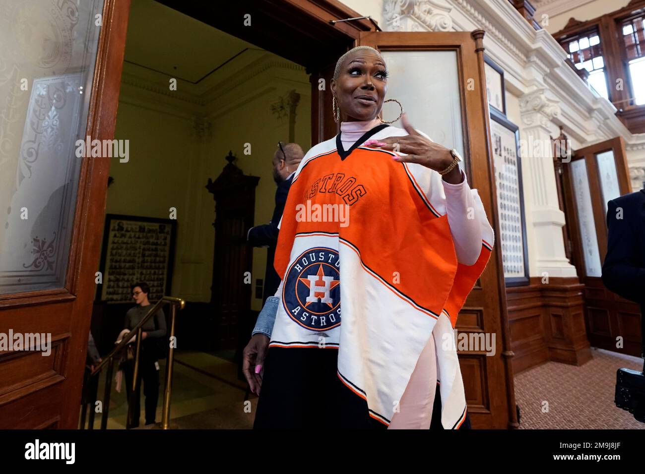 Texas state Rep. Jolanda Jones, D-Houston, wears Houston Astros attire ...