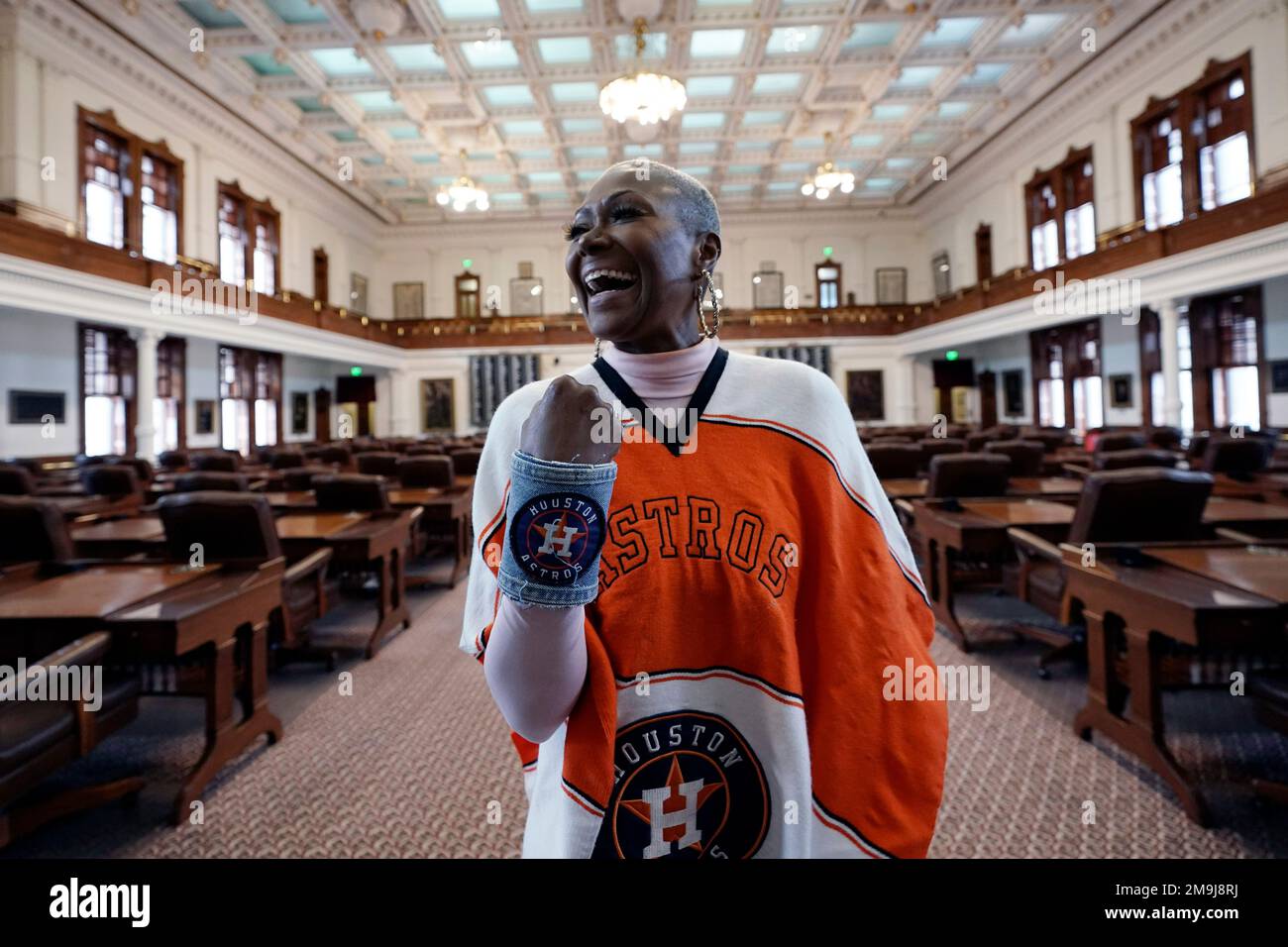 Texas state Rep. Jolanda Jones, D-Houston, wears Houston Astros attire ...