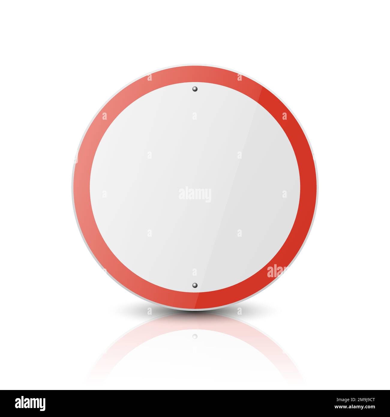 Vector White and Red Round Glossy Prohibition Stop Sign - Warning ...