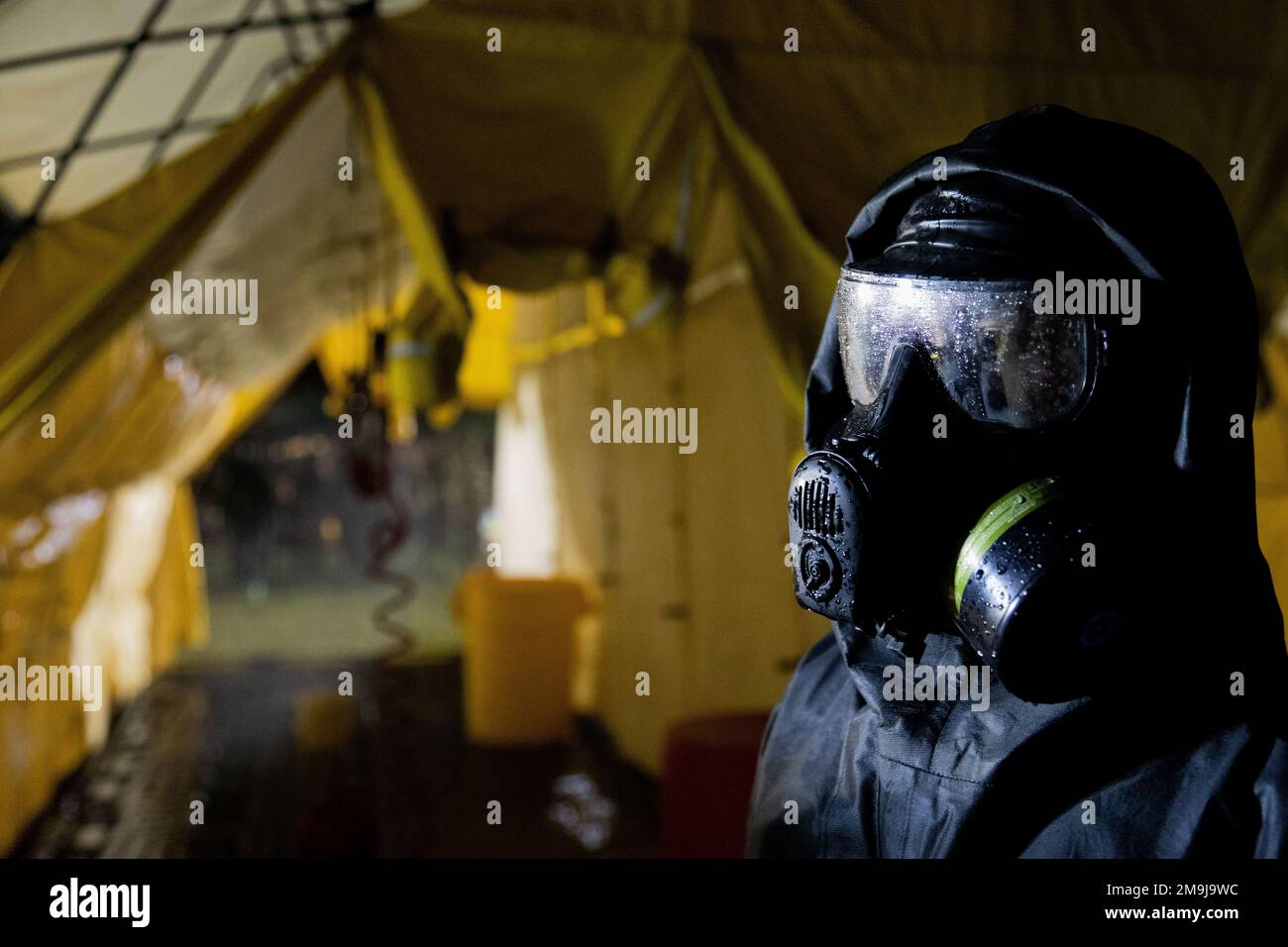 A U.S. Marine with Alpha Company, Chemical Biological Incident Response ...